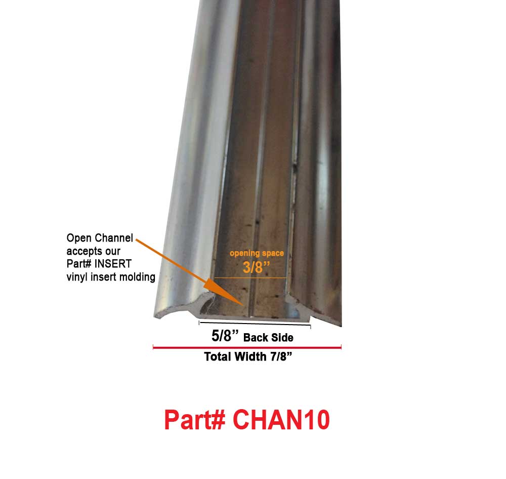 7/8 inch Aluminum Rivet-On Channel Molding. CHAN10 - CustomAutoTrim